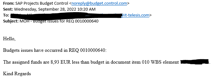 Sap Ps Budget Availability Control Through Email Notifications It Telesis